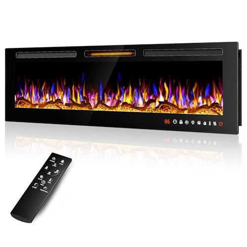 68" Slim Electric Fireplace Recessed and Wall Mounted,Wall Fireplace ...