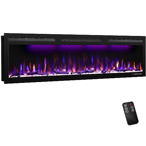 Mystflame 60 inch Electric Fireplace, Recessed and Wall Mounted Slim ...