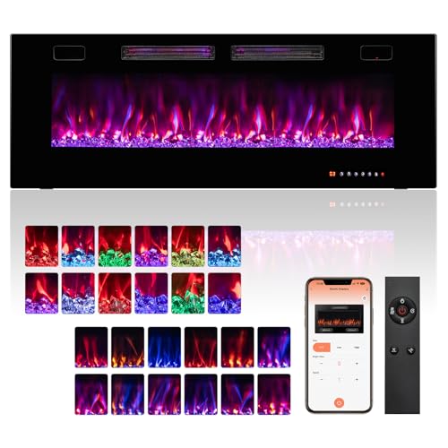 ORALNER 50” Smart WiFi App Controlled Electric Fireplace, Ultra Thin ...