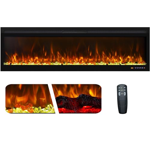 Oxhark Flame Slim Electric Fireplace 60 Inch, Recessed & Wall Mounted ...