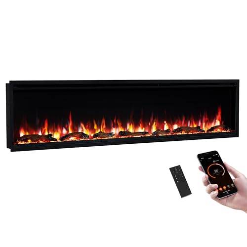 PuraFlame Herman 72 Inch Smart Linear Electric Fireplace - Premium ...